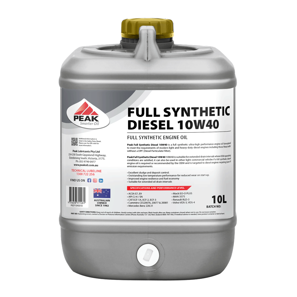 PEAK FULL SYNTHETIC DIESEL 10W40 – The Oil Store